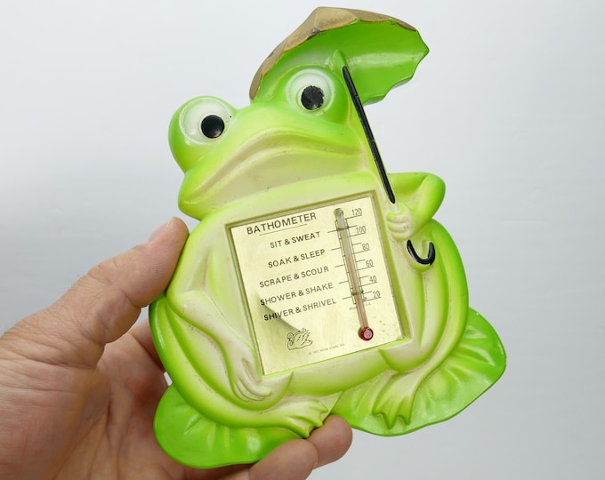 Vintage Studio Miller Frog Chalkware Green Wall Decor Thermometer ...