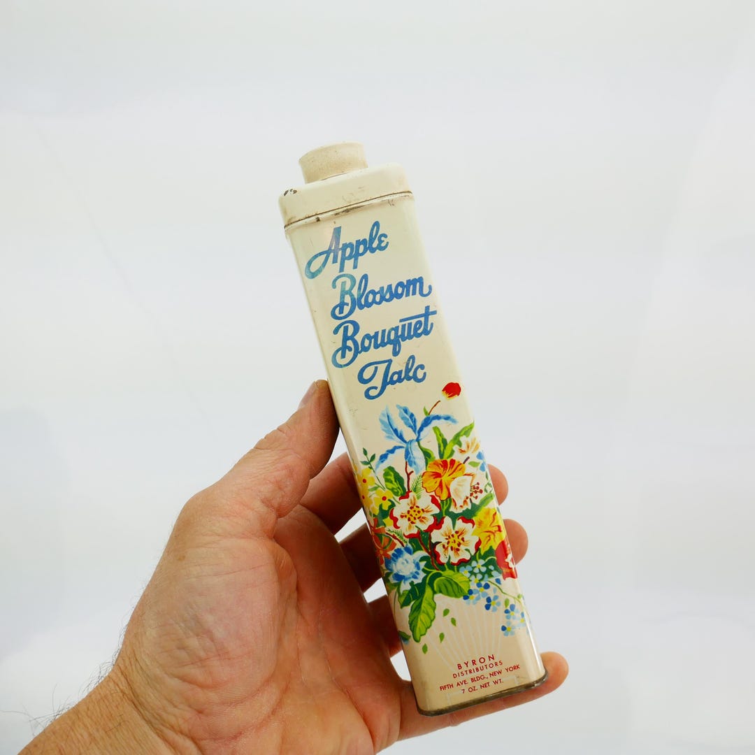 Vintage Talcum Powder Tin APPLE BLOSSOM Toilet Powder Vanity Byron - Etsy
