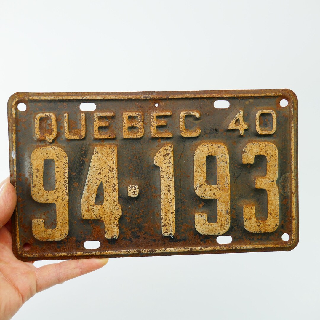 Quebec License Plate 1940 Automobile ID Wall Hanging Garage License 94 ...