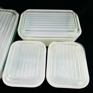 Vintage Set of 4 Pyrex Amish 501 502 503 Fridge Dish With Lid Turquoise ...