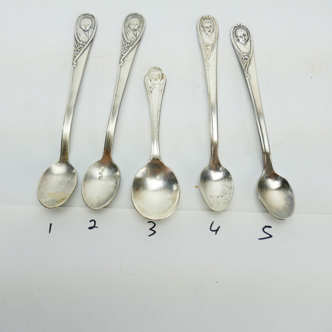 Vintage Baby Gerber Collectible Silver Plated Small Tea Spoons Nursery ...