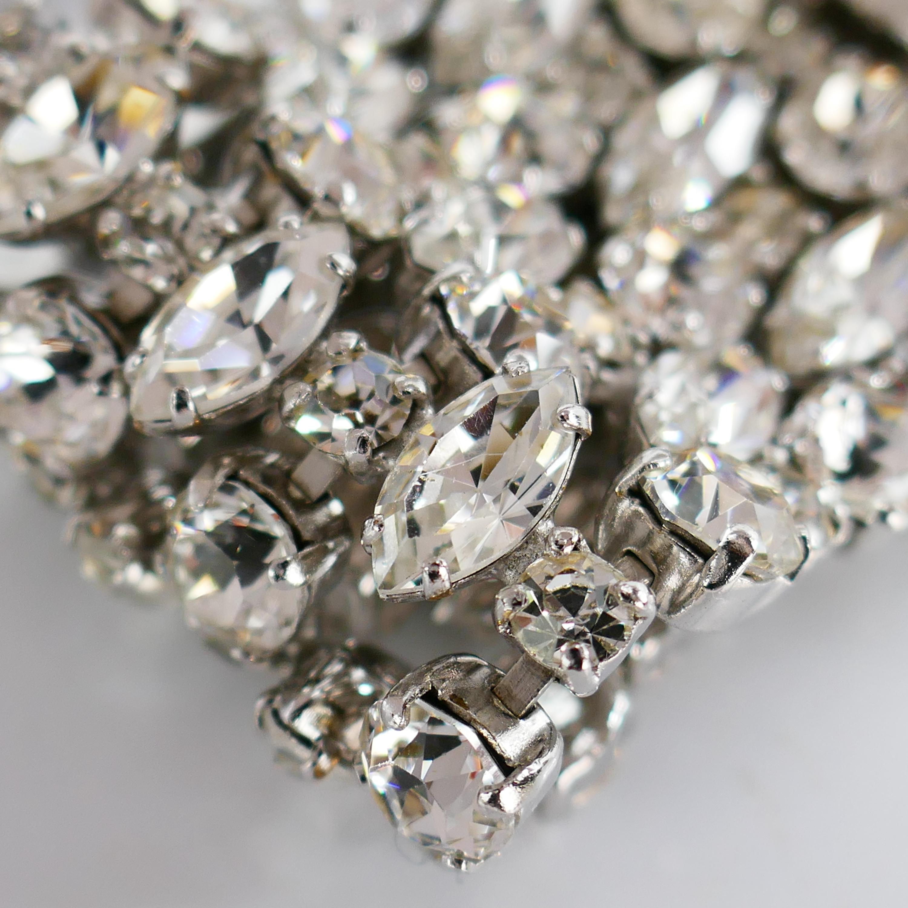 SHERMAN Bracelet Brooch 7 Row Signed Clear Swarovski Crystal Costume ...
