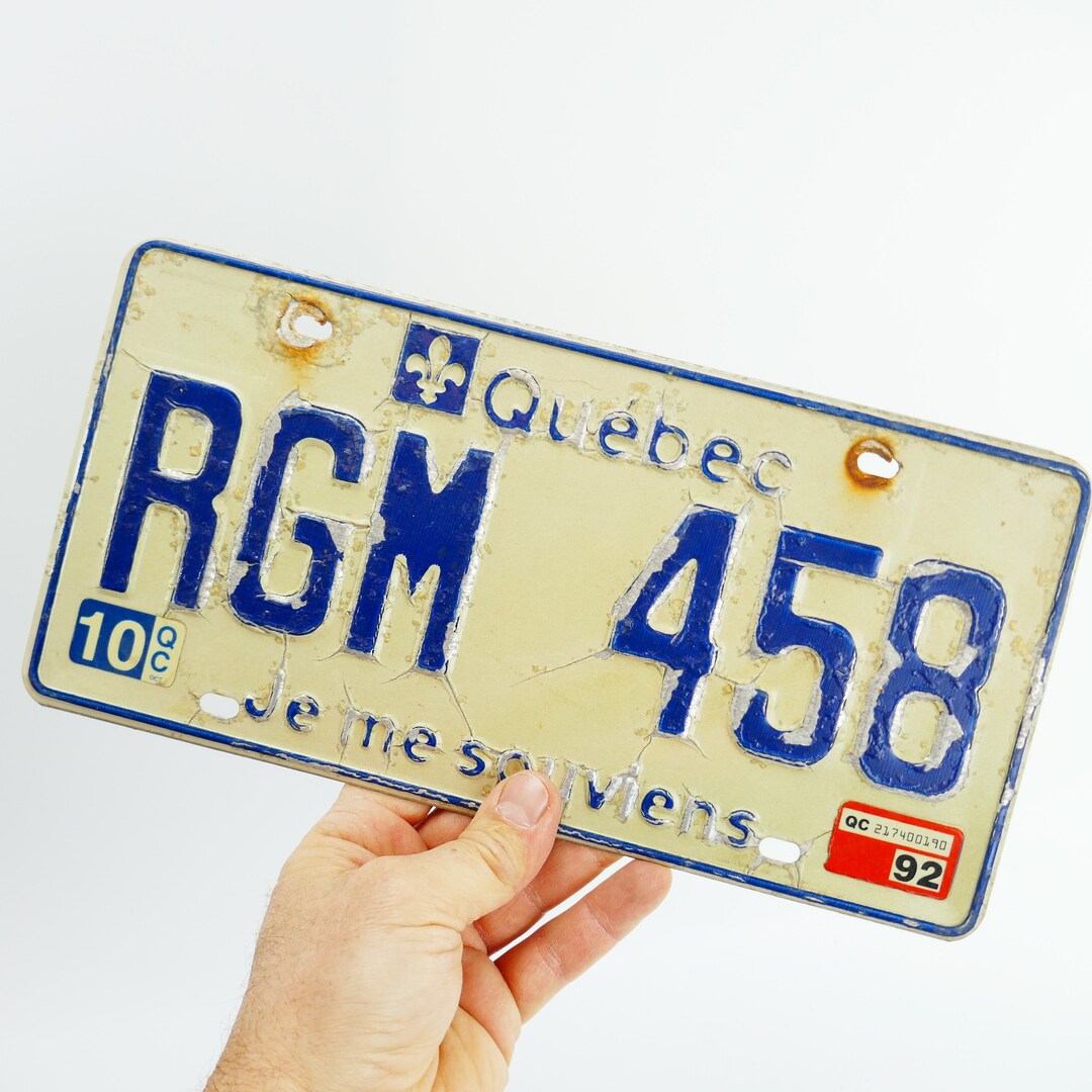 Vintage 1979 Quebec License Plate Sticker 92 - RGM 458 Defective Plate ...