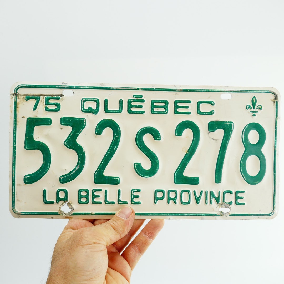 Vintage 1975 Quebec License Plate 532S278 Automobile ID Wall Hanging La ...