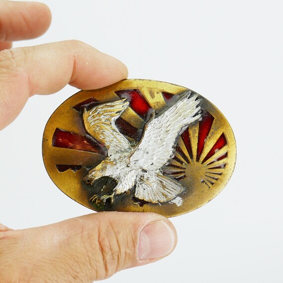 Vintage Eagle Red Sun Silver Brass Color Belt Buckle Siskiyou | Etsy