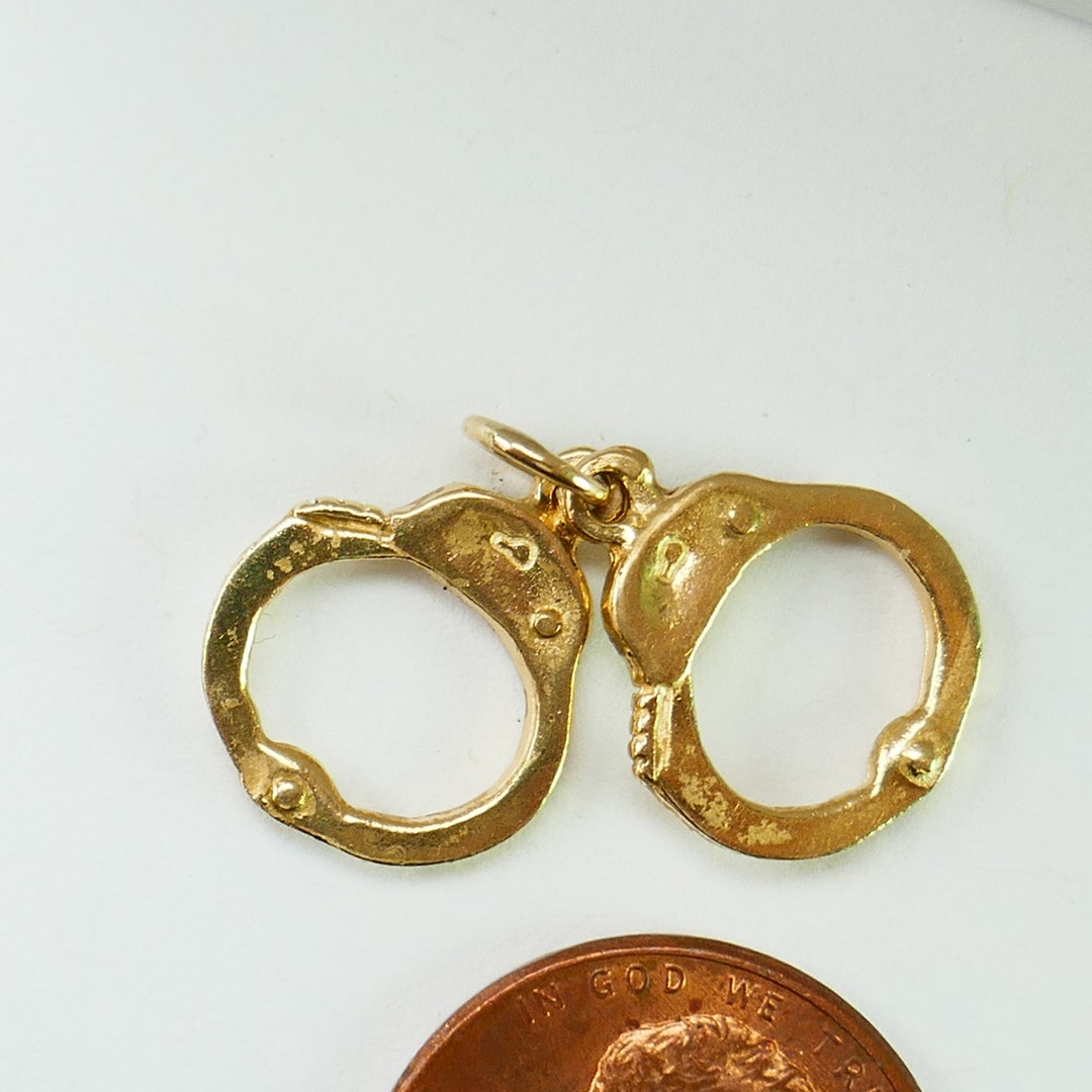 Vintage 10k Yellow Gold Pendant Handcuff Charm - Solid Gold - Fine ...