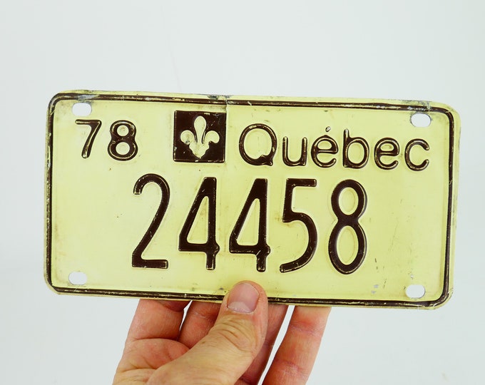 Vintage 1978 Small Quebec License Plate Automobile ID Wall Hanging ...