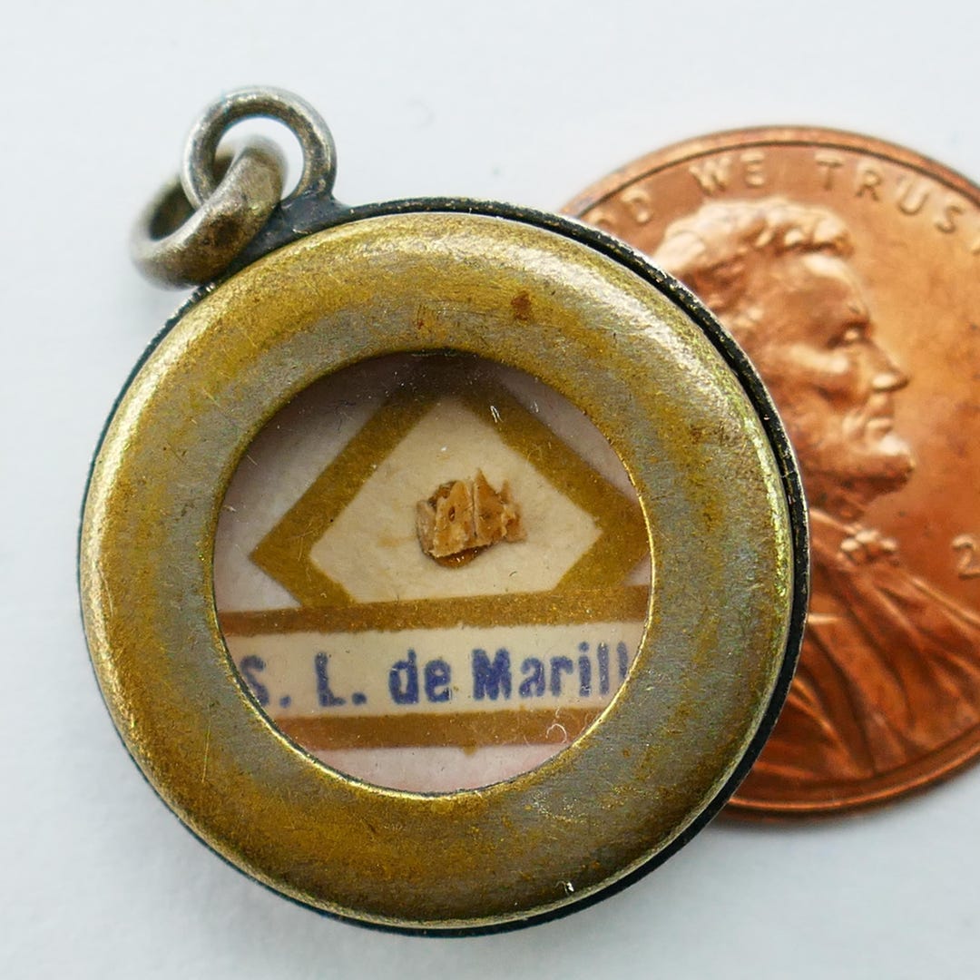 Vintage Religious Reliquary Relic Holder Thread Wax Seal Intact Pendant ...