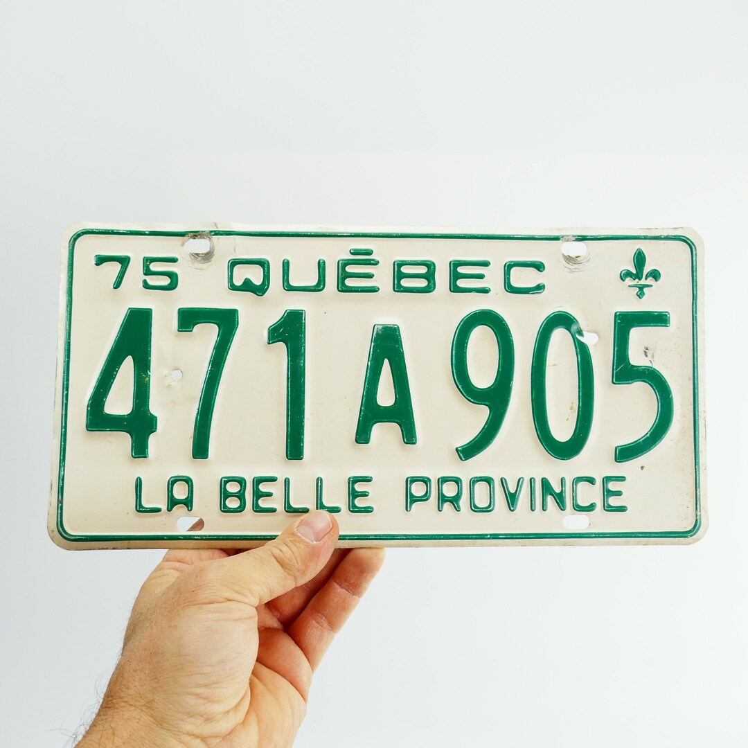 Vintage 1975 Quebec License Plate 471A905 Automobile ID Wall Hanging La ...