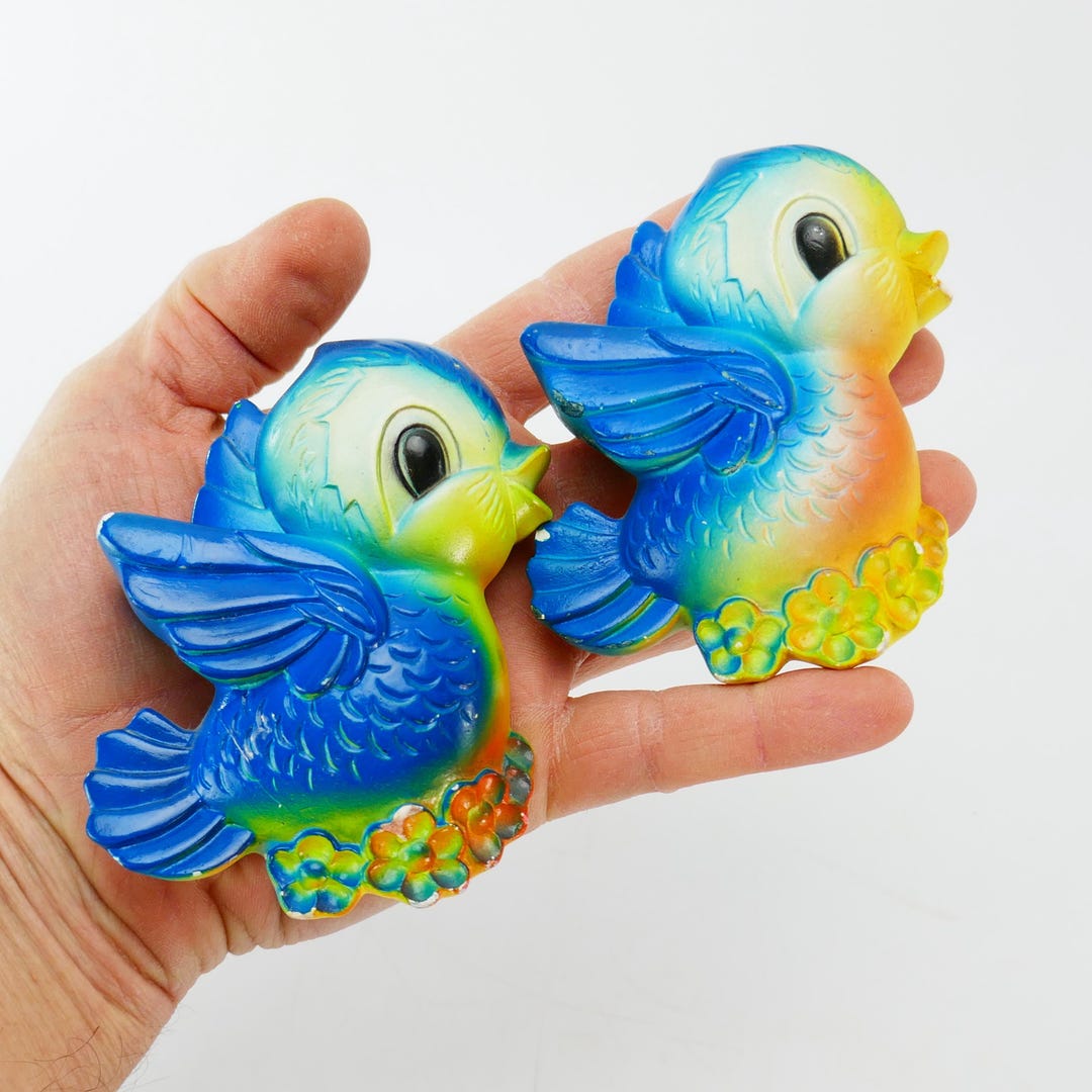 Vintage Chalkware Blue Birds Miller Studios Baby Wall Decor Kitschy ...