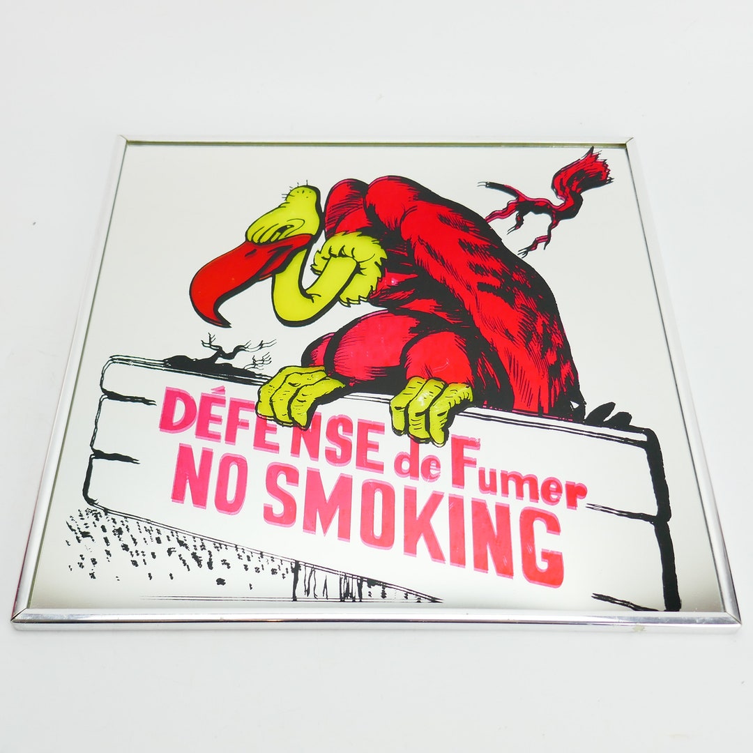 Vintage Carnival Mirror Prize 80's Fair Glass Vulture Bird Defense De ...