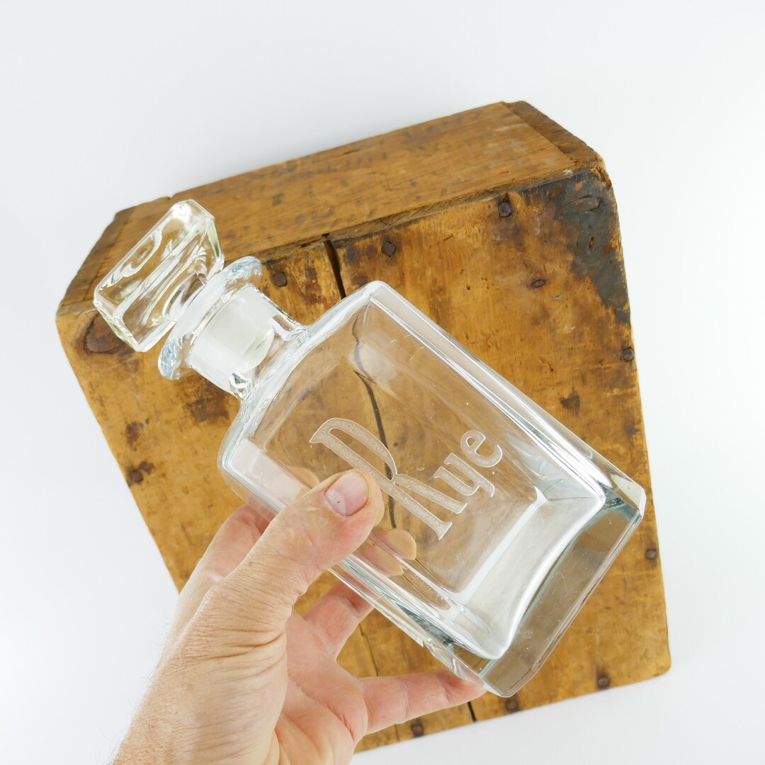Vintage Rye Glass Decanter With Stopper Retro Glass Bottle Rye Decanter ...