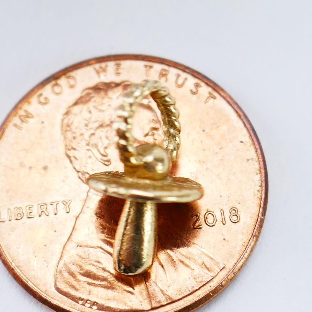 Vintage Baby Pacifier Soother 10K Yellow Gold Pendant Charm Good Luck ...