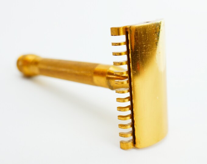 Vintage 1920's Gillette Old Type Gold Tone Safety Razor Made in CANADA ...