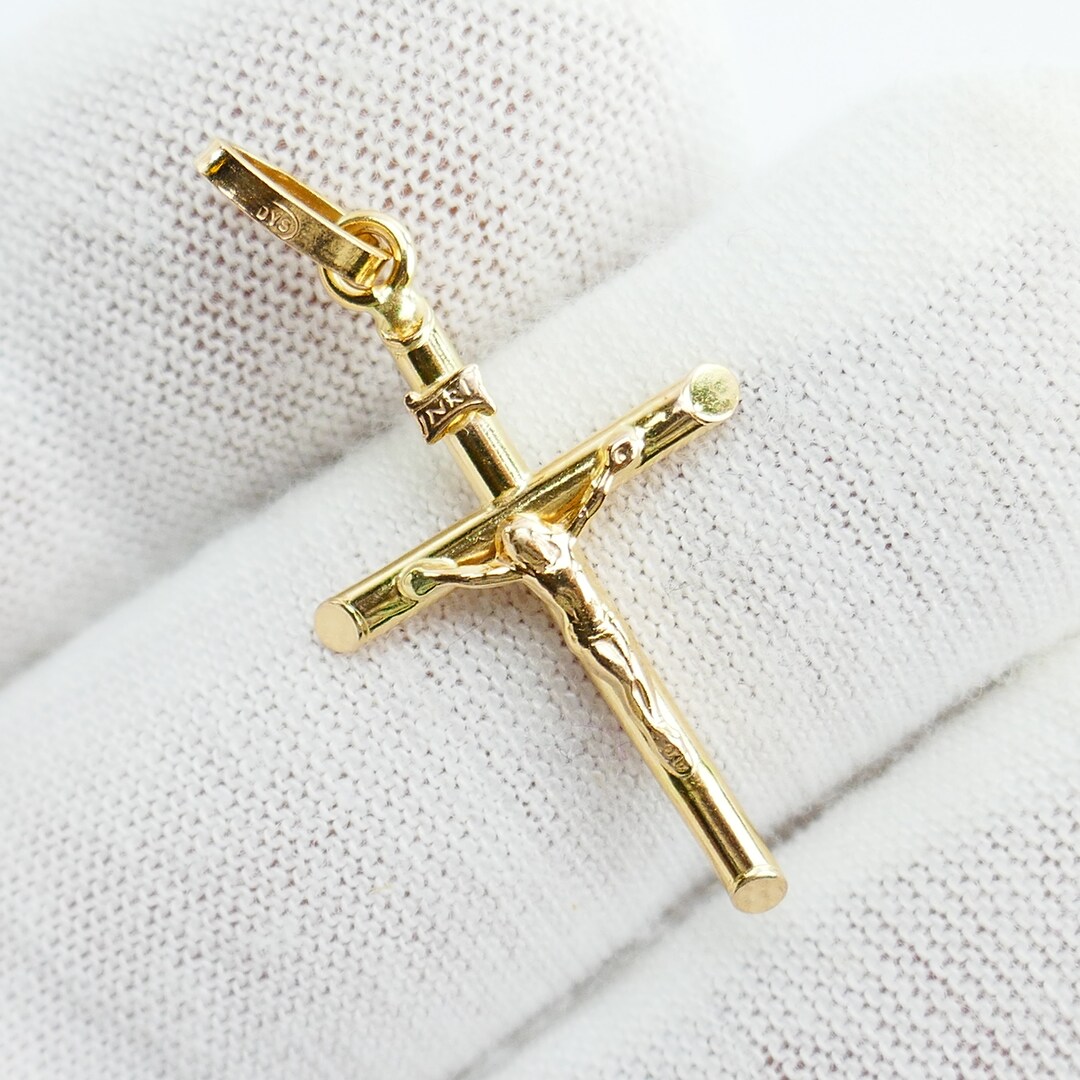 Vintage 10K Yellow Gold Pendant Cross Jesus Religious Crucifix Inri 417 ...