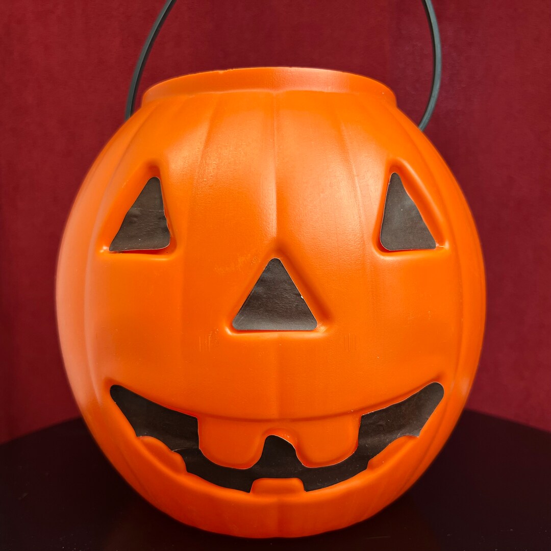 Vintage TPI 1997 Blow Mold Pumpkin Candy Trick or Treat Bucket Jack-o ...