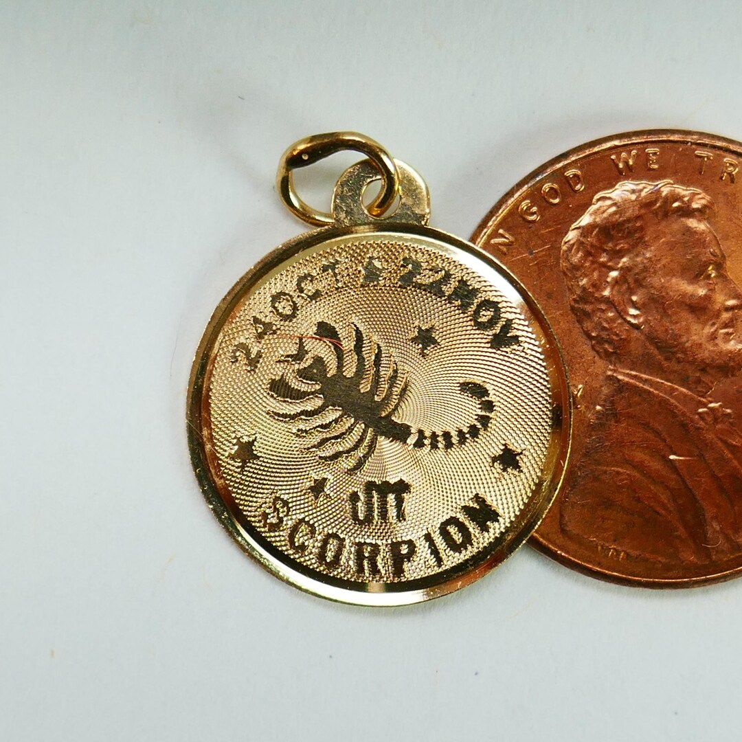 Vintage 14K Yellow Gold Zodiac Scorpion Pendant Astrology Sign Charm ...
