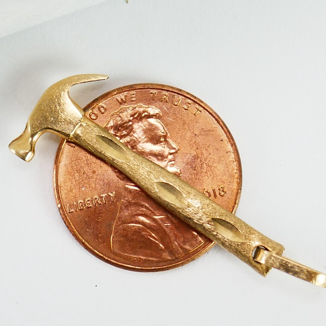 Vintage 10k Yellow Gold Hammer Charm Pendant Etched Matte and Shinny ...