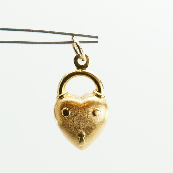 Wow 18k Gelbgold 3D Herz Vorhangeschloss Stil Charm Anhanger 750 Gelbgold Fine Jewelry Etsy