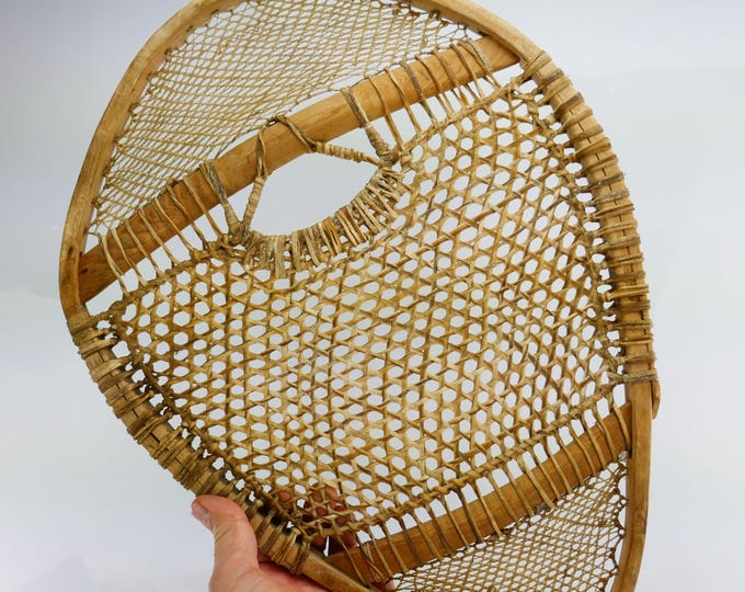 Vintage Snowshoes 15,5'' Wood Miniature Indian Canada Rawhide Leather ...