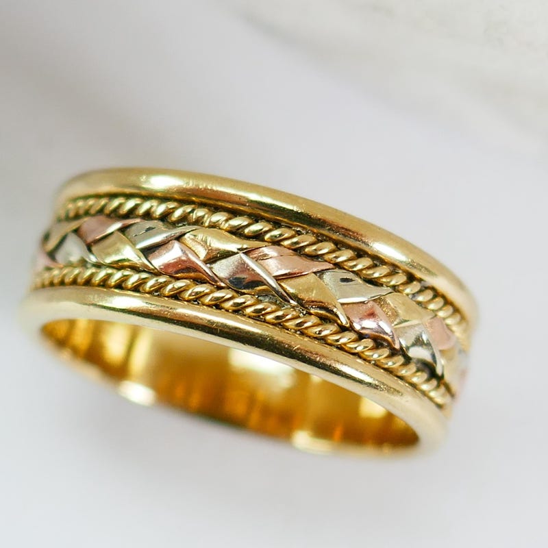 Tricolor Braided Wedding Band - Etsy