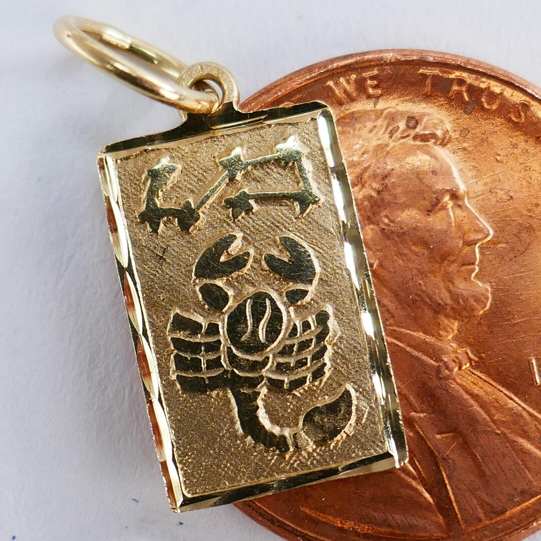 Vintage 10K Yellow Gold Zodiac Scorpion Medallion Pendant Astrology ...