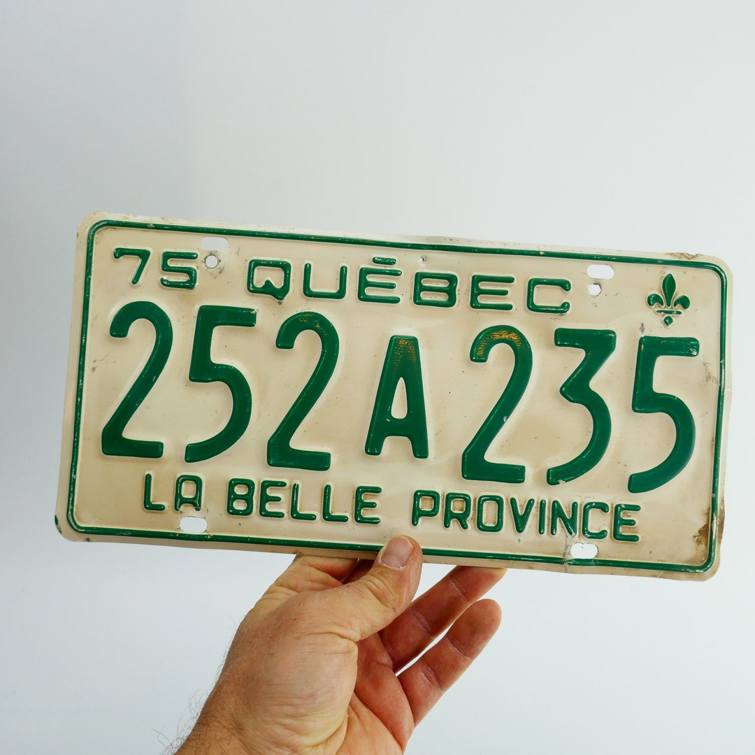 Vintage 1975 Quebec License Plate 252A235 Automobile ID Wall Hanging La ...