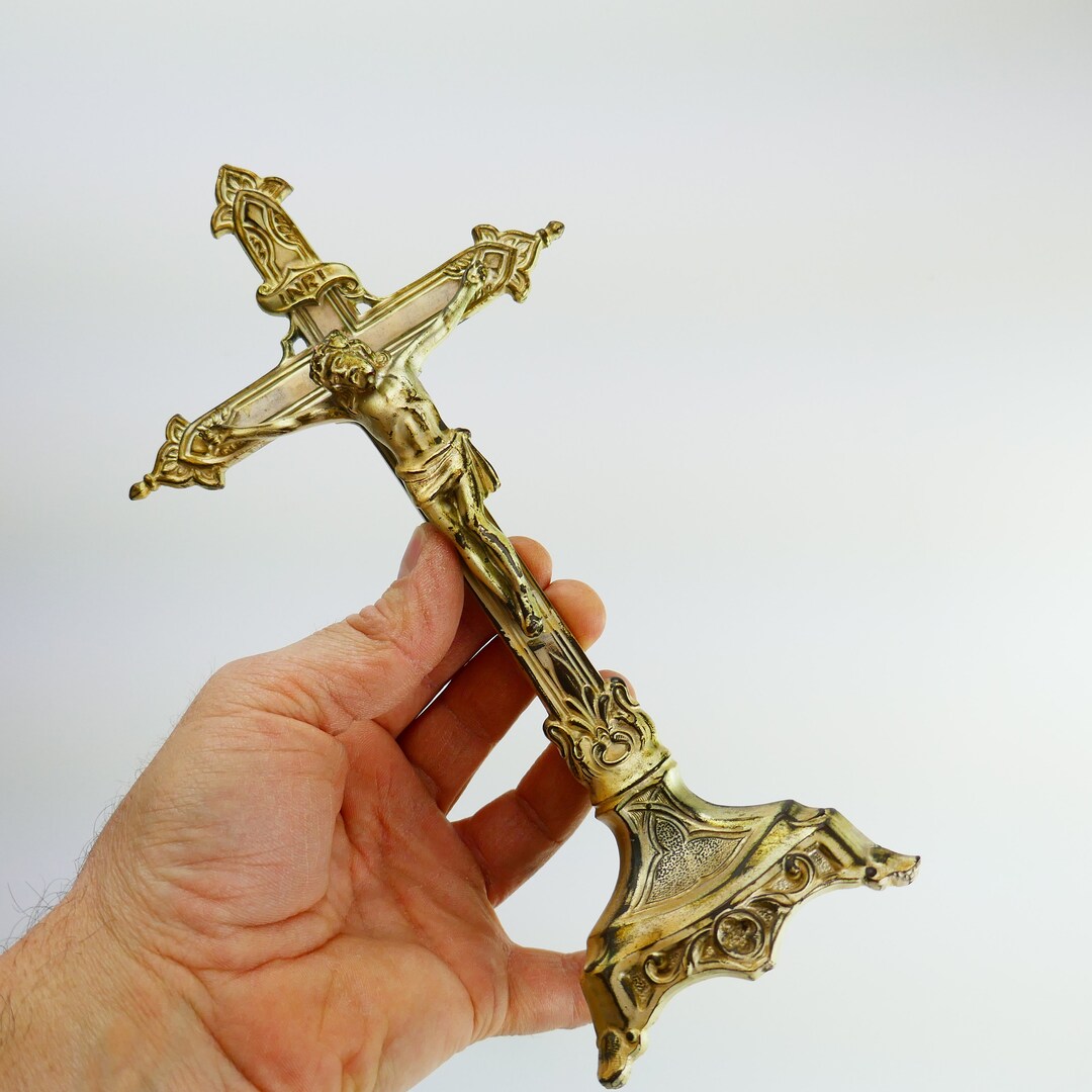 Vintage White Metal Religious Table Altar Crucifix Cross Church - Etsy