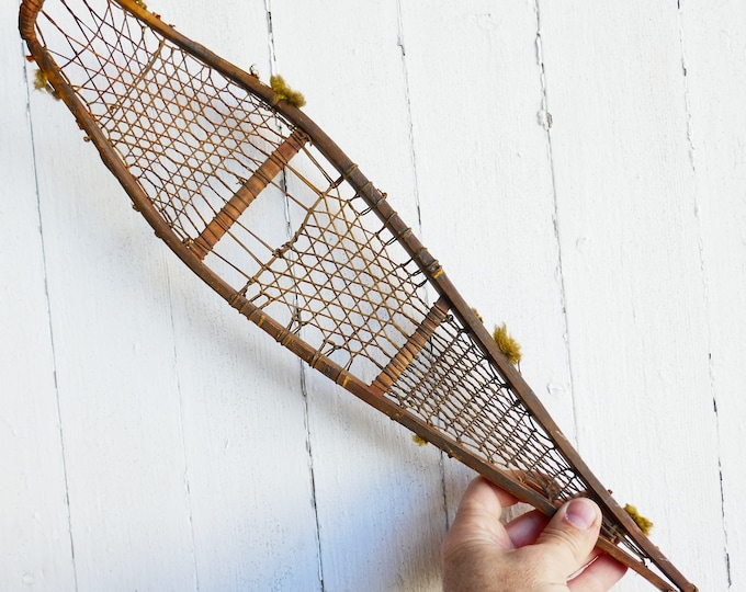 Vintage Snowshoes 15,5'' Wood Miniature Indian Canada Rawhide Leather ...