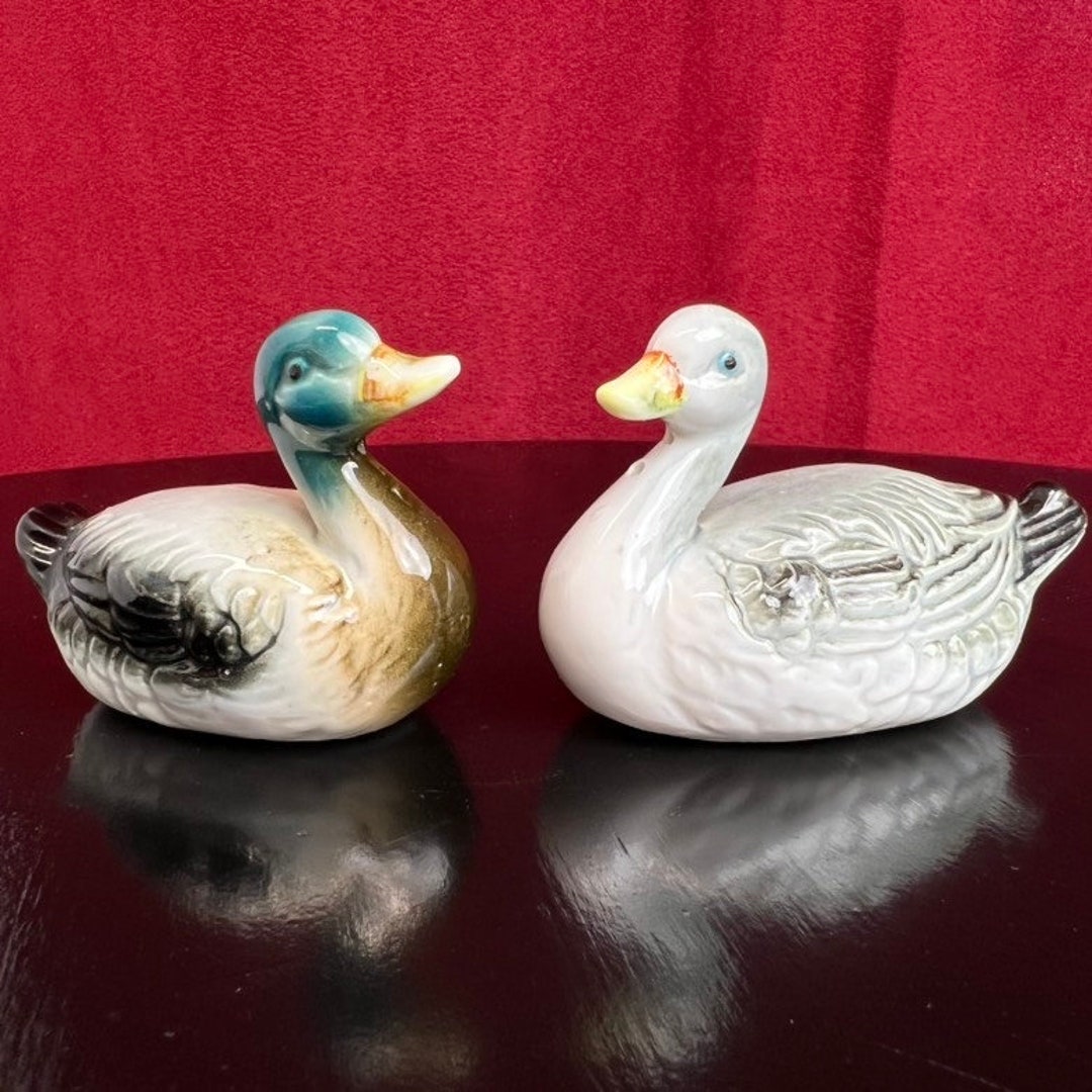 Vintage Salt Pepper Shakers Couple Ducks Quack Black & Gray - Etsy