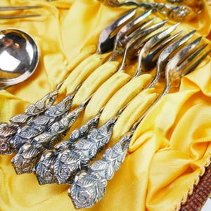 Vintage Hildesheimer Rose 17 Pc Serving ANTIKO 100 Silverplate GERMANY ...