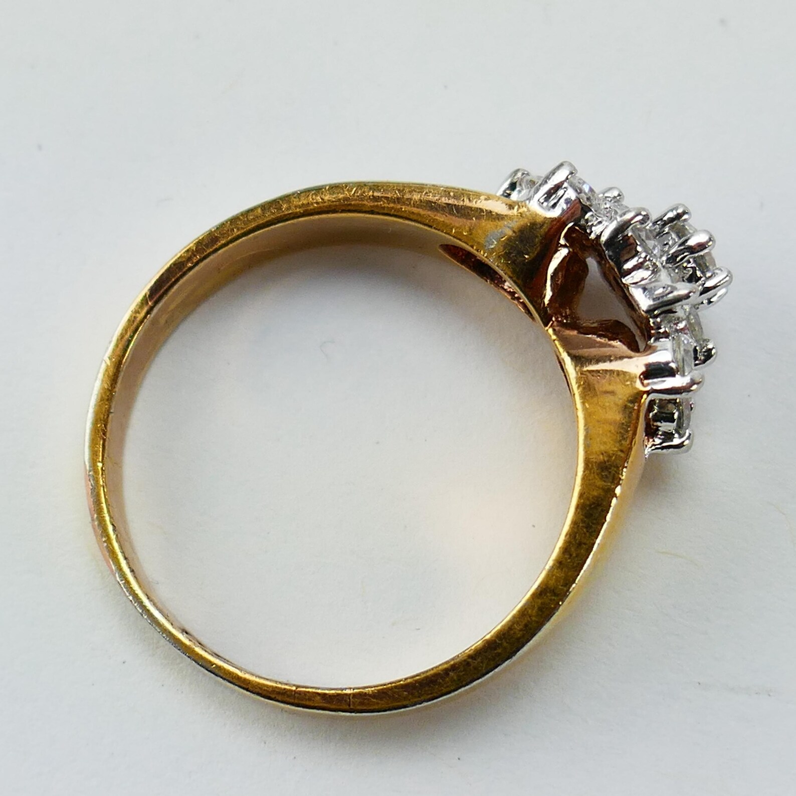 Vintage RSC Gold Tone Ring Costume Jewelry Clear Rhinestones Engagement ...