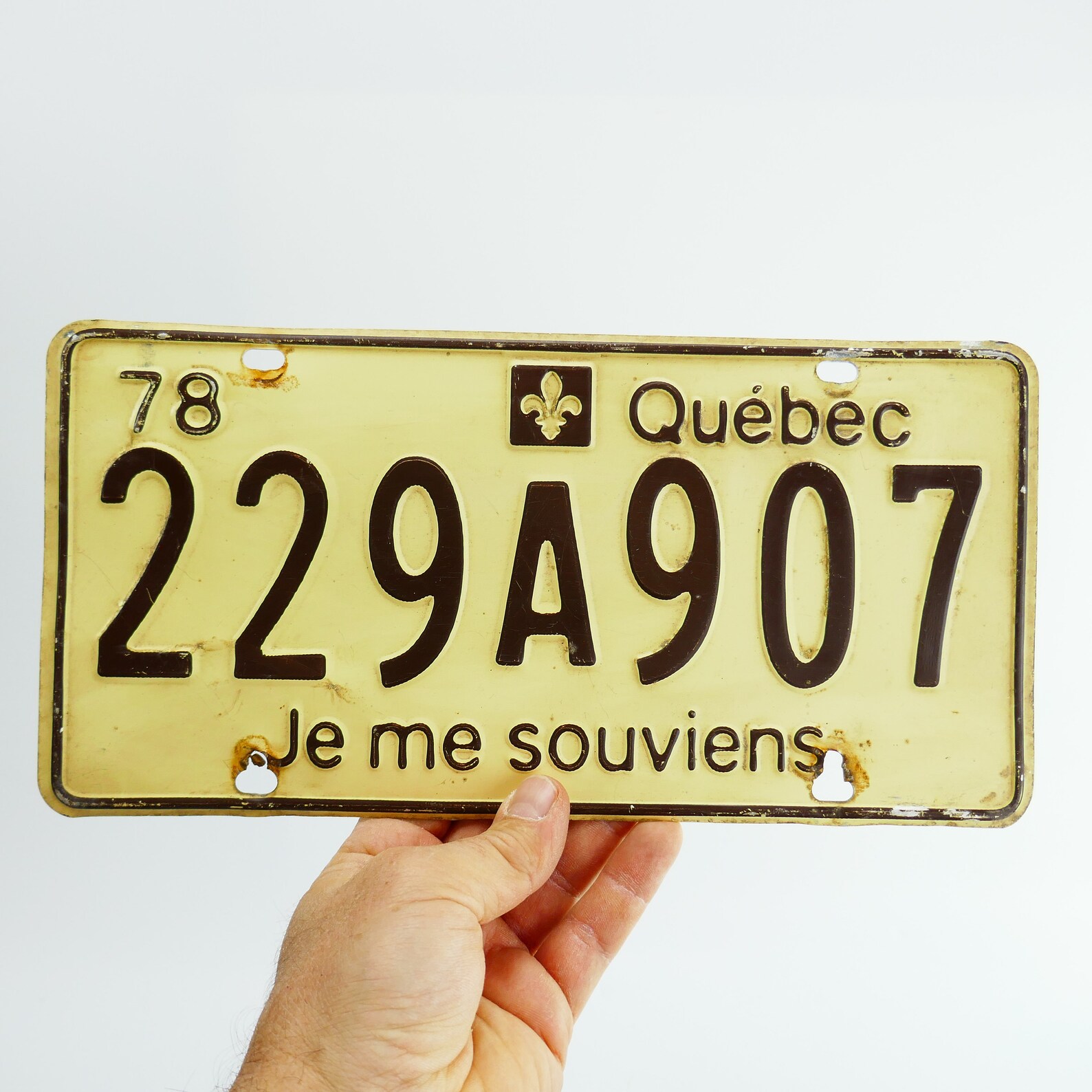 Vintage 1978 Quebec License Plate 229A907 Automobile ID Wall Hanging La ...
