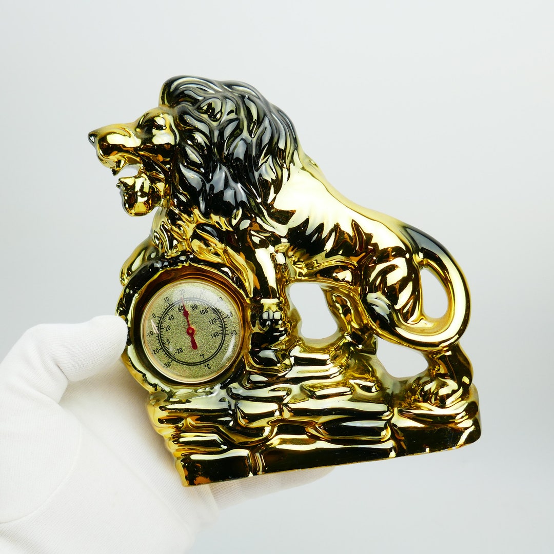 Thermometer Lion Pottery Gold Tone Black Mid Century Japan Vintage - Etsy