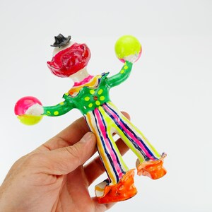 Vintage Neon Color Pierrot Harlequin Carnival Paper Mache Clown ...