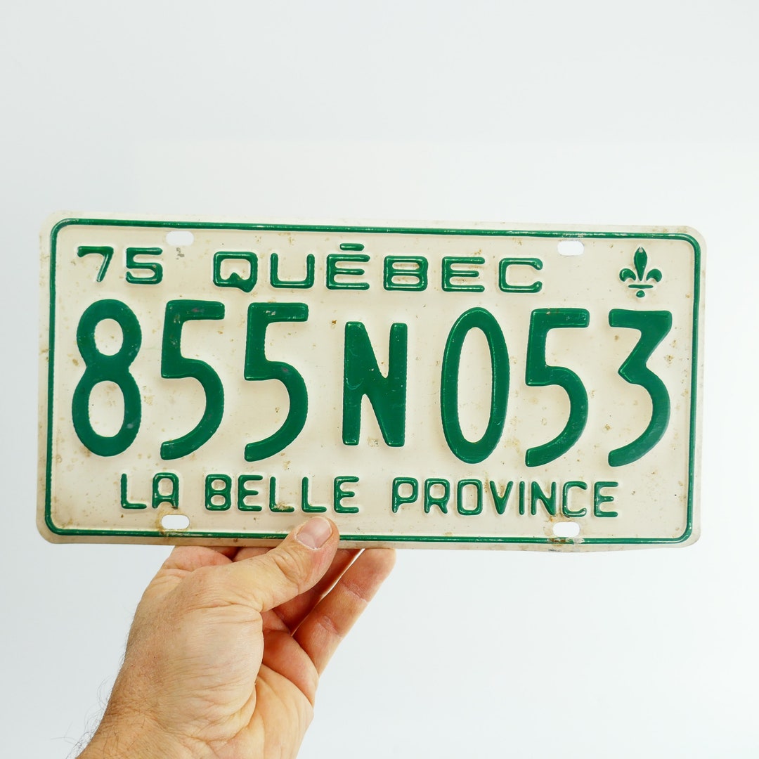 Vintage 1975 Quebec License Plate: 855N053, La Belle Province - Etsy