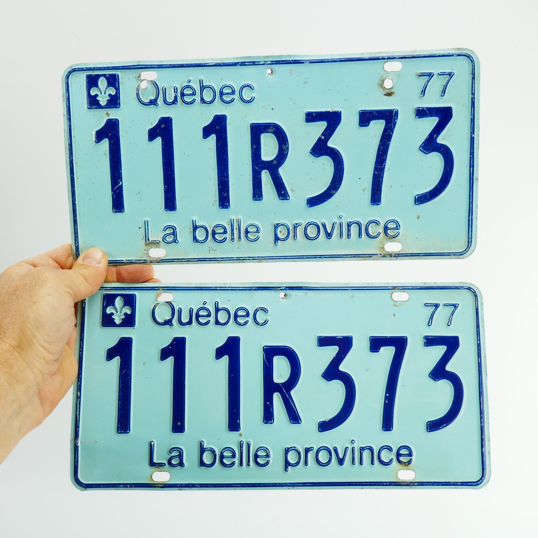 Vintage Pair 1977 Quebec License Plate 111R373 Canada Plaque La Belle ...
