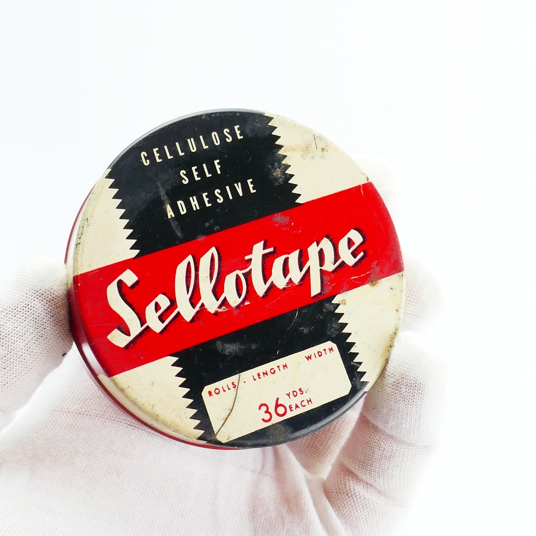 Vintage Sellotape Cellulose Self Adhesive Tape Round Tin Decorative ...