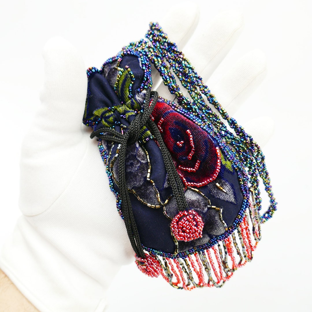 Vintage Glass Beaded Purse Flowers Handbag Style Art Deco Bag - Etsy