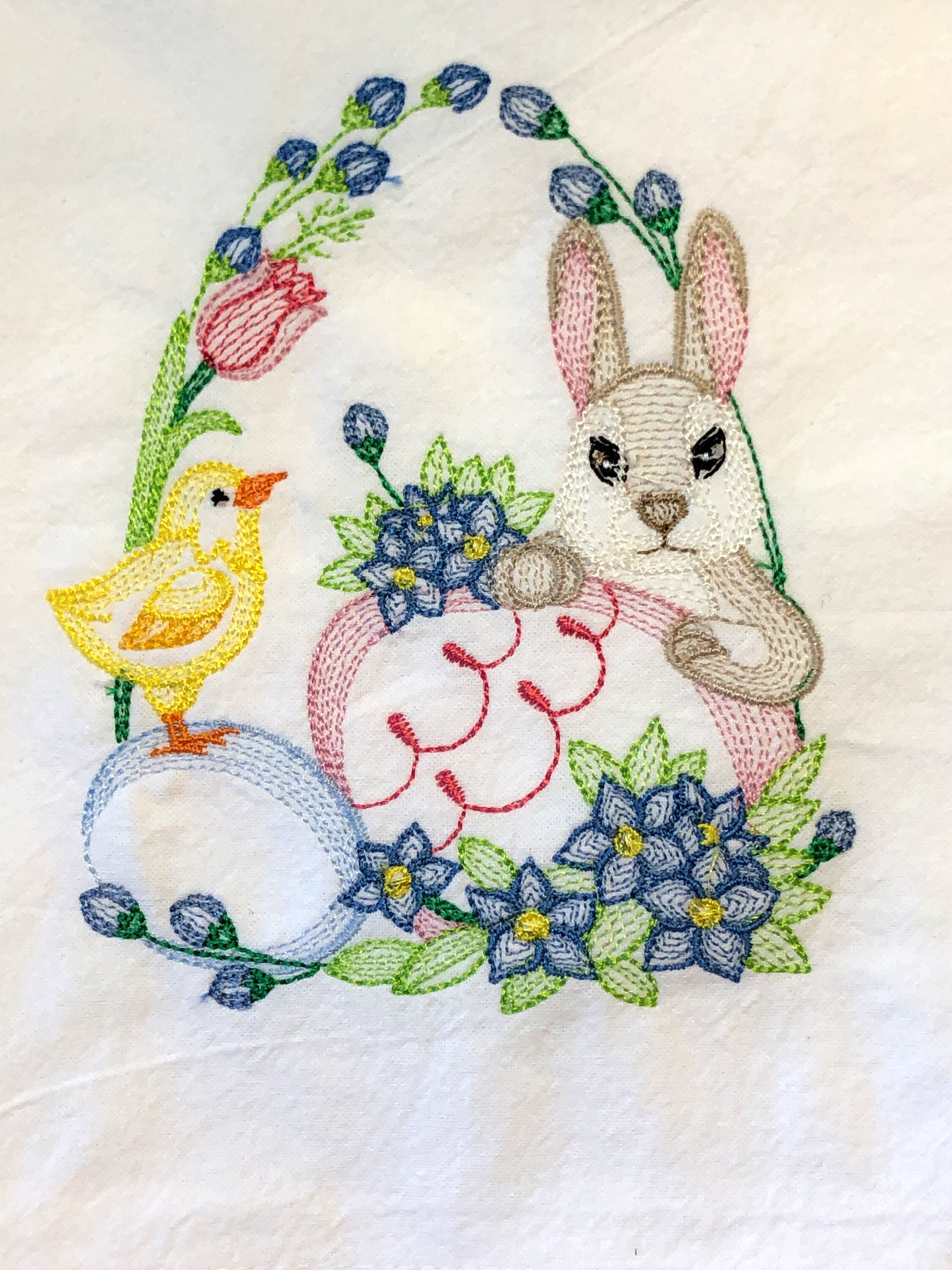 Embroidered Easter Bunny With Chick and Easter Egg With a Arch - Etsy