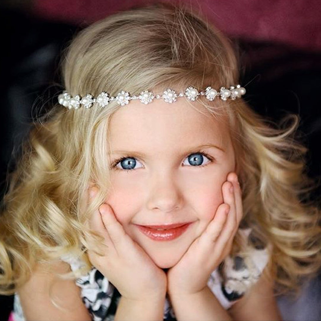 Flower Girl Headband Christening Headband Baptism Headband White