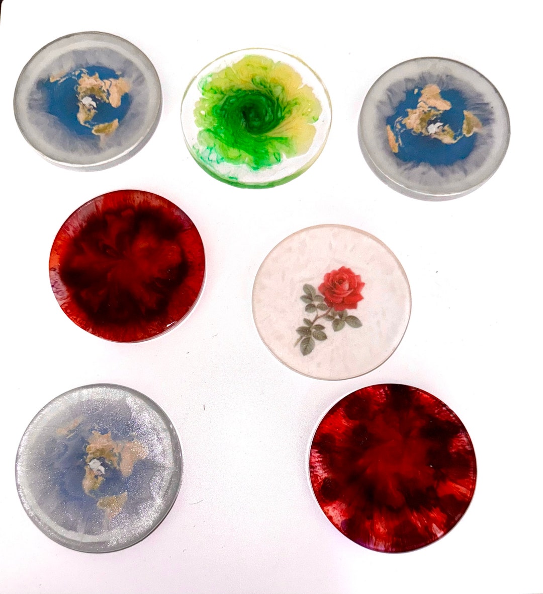 Individual Coasters, Round Coasters, Sold Individual, Epoxy Resin ...