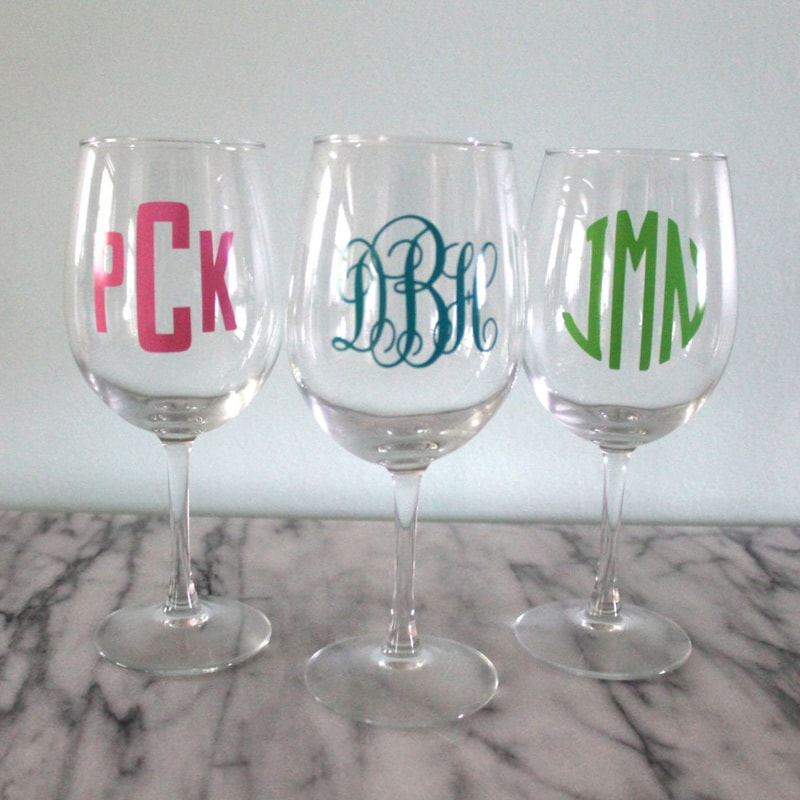 Monogram Wine Glass - Etsy