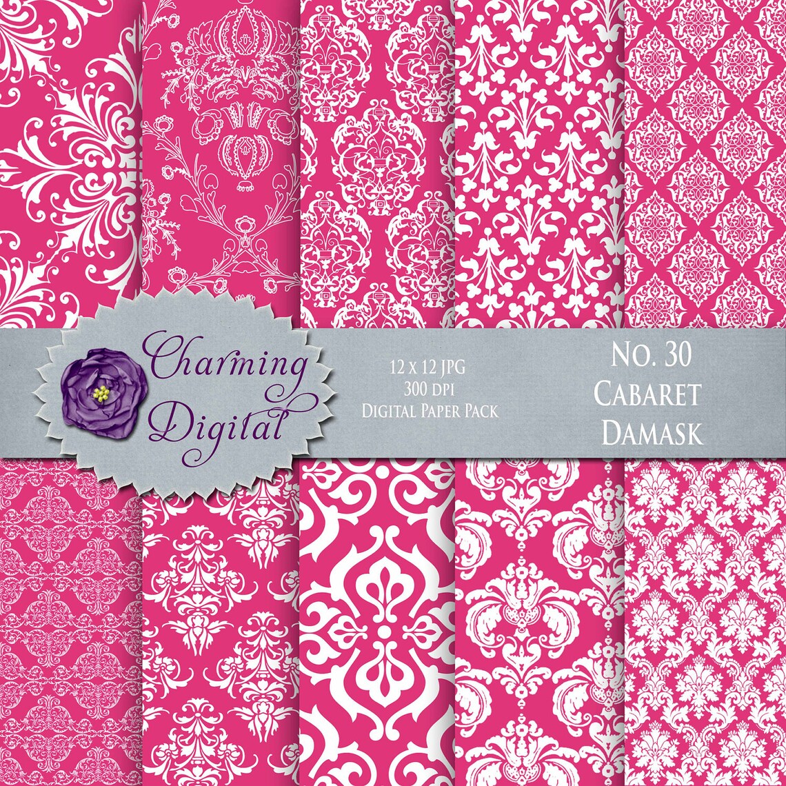 Pink Damask Digital Paper Pink Scrapbooking Digital Paper - Etsy
