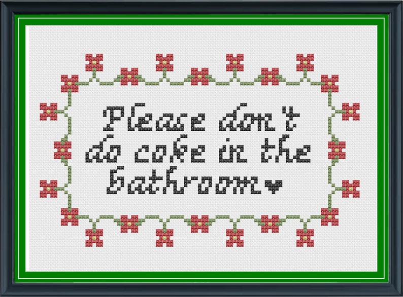 Please Don't Do Coke in the Bathroom - Cross Stitch Pattern - Etsy