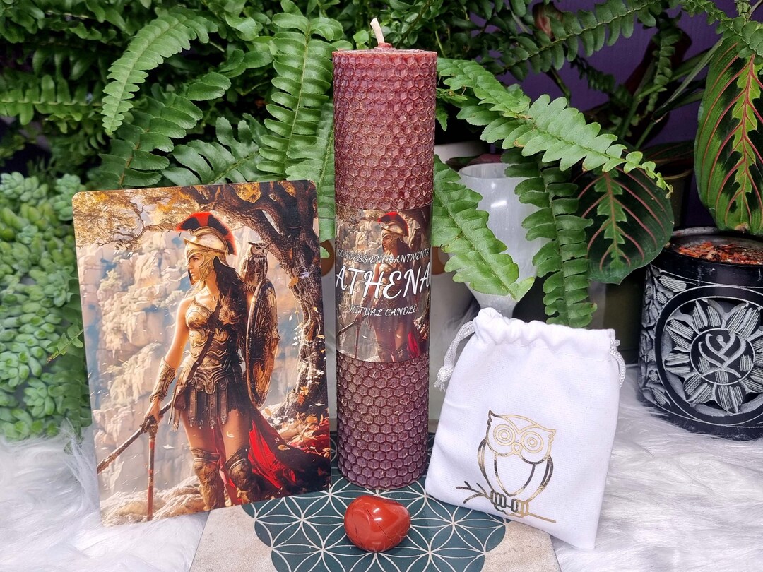 Athena Goddess Path Ritual Kit Hand Made Candle, Charm Pouch, Crystal ...
