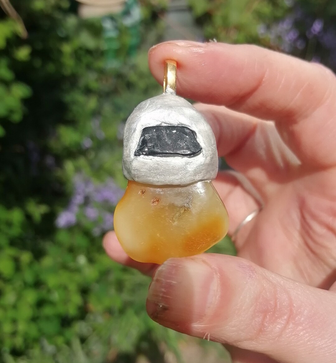 Baltic Amber and Whitby Jet Witch Amulet Pendant Protection Magick - Etsy