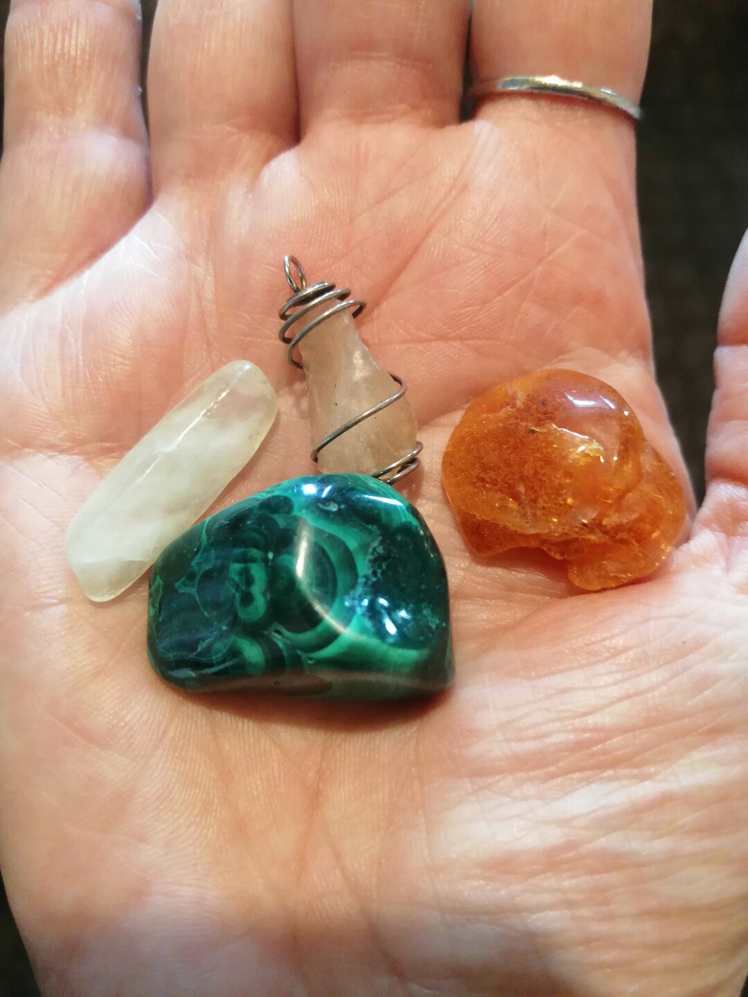 Manifestation Set Libyan Desert Glass Amulet Pendant, Baltic Amber ...