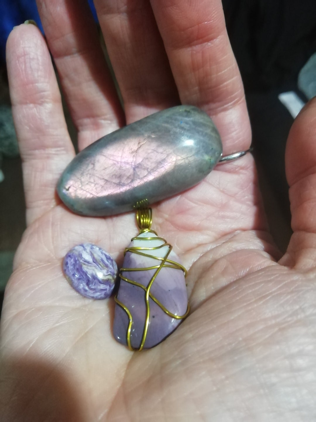 Super RARE Hyacinth Jasper Amulet Pendant, Violet Flash Double Sided ...