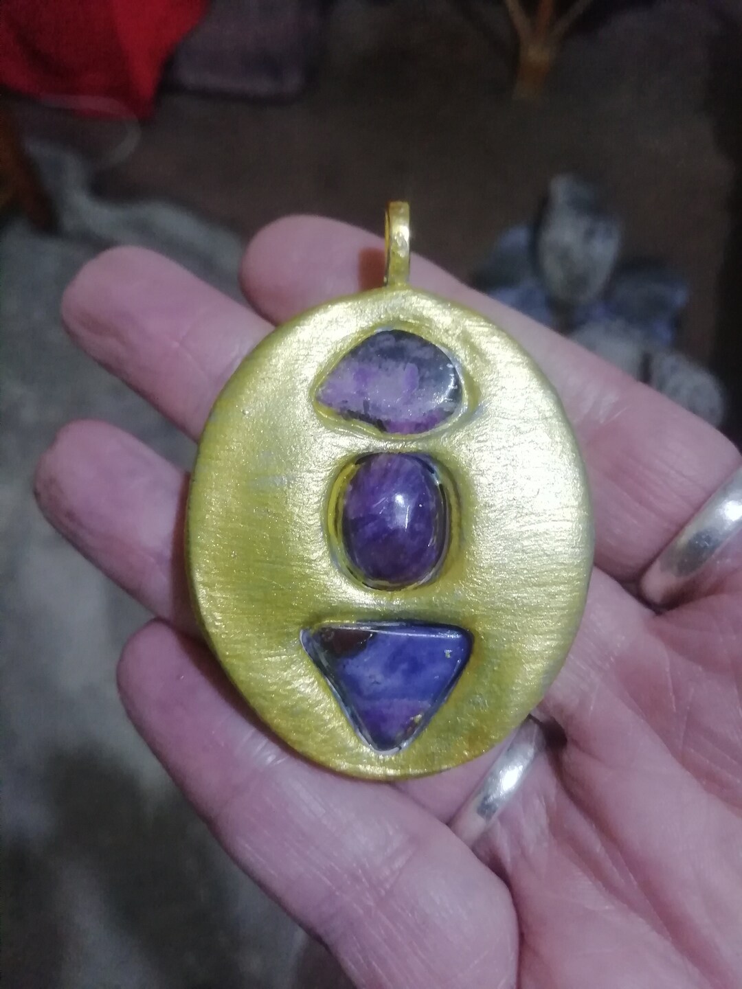 Sugilite, Charoite, Richterite Crown Chakra Amulet Pendant OOAK - Etsy